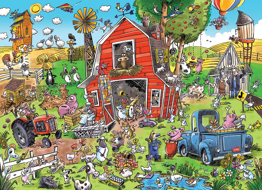 Cobble Hill DoodleTown: Farmyard Folly - 1,000 pieces Planet Happy ENG