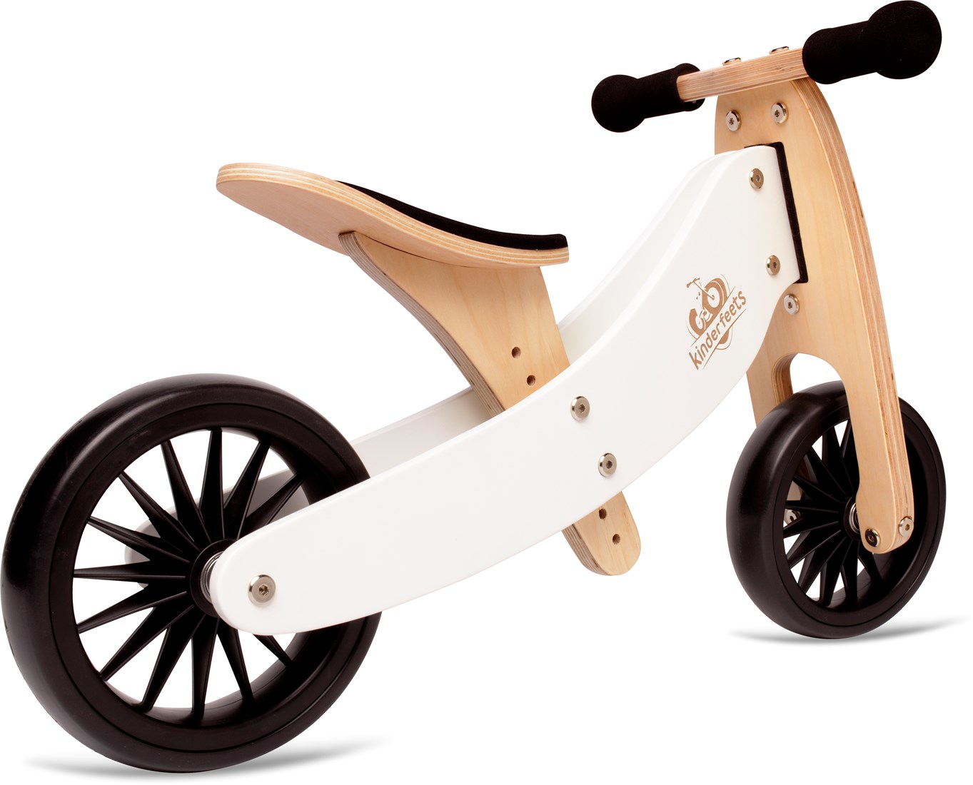 Kinderfeets 2-in-1 wooden balance bike & tricycle Tiny Tot Plus - White